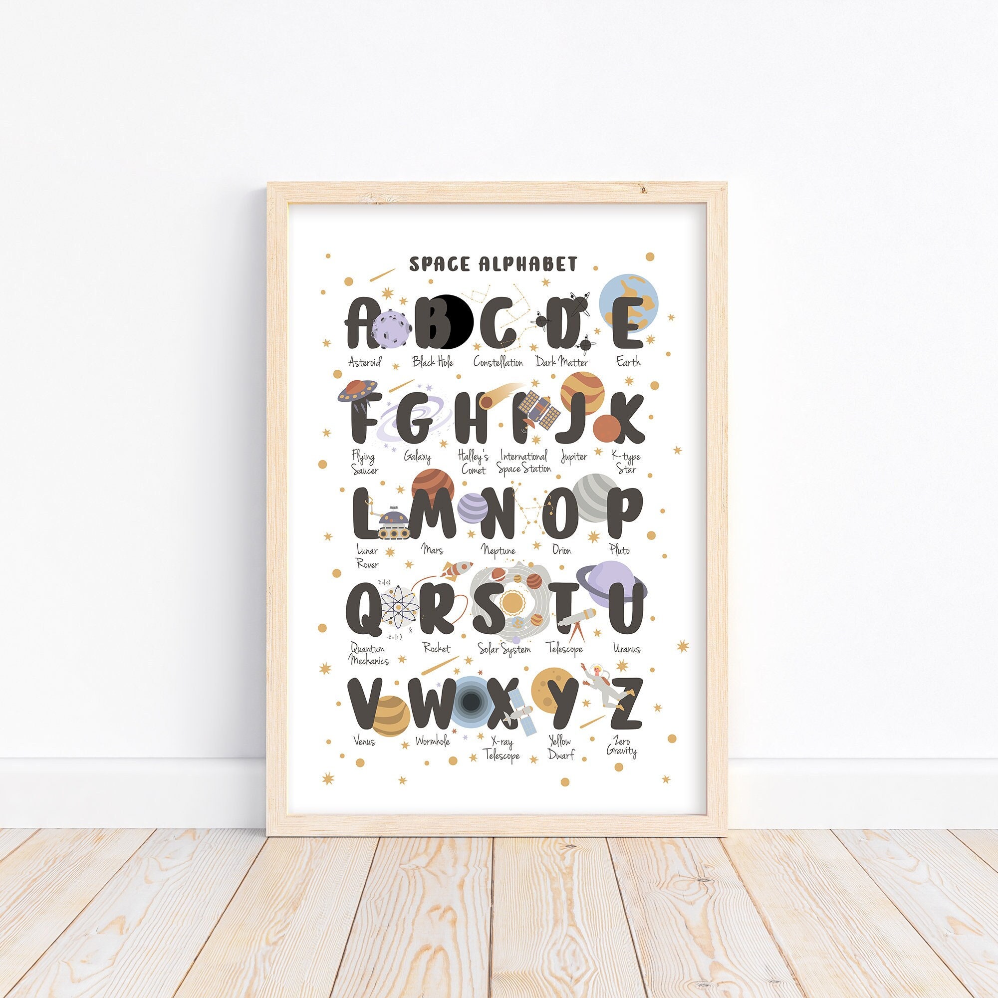 Outer Space Alphabet Poster & Flashcards Preschool Flash - Etsy