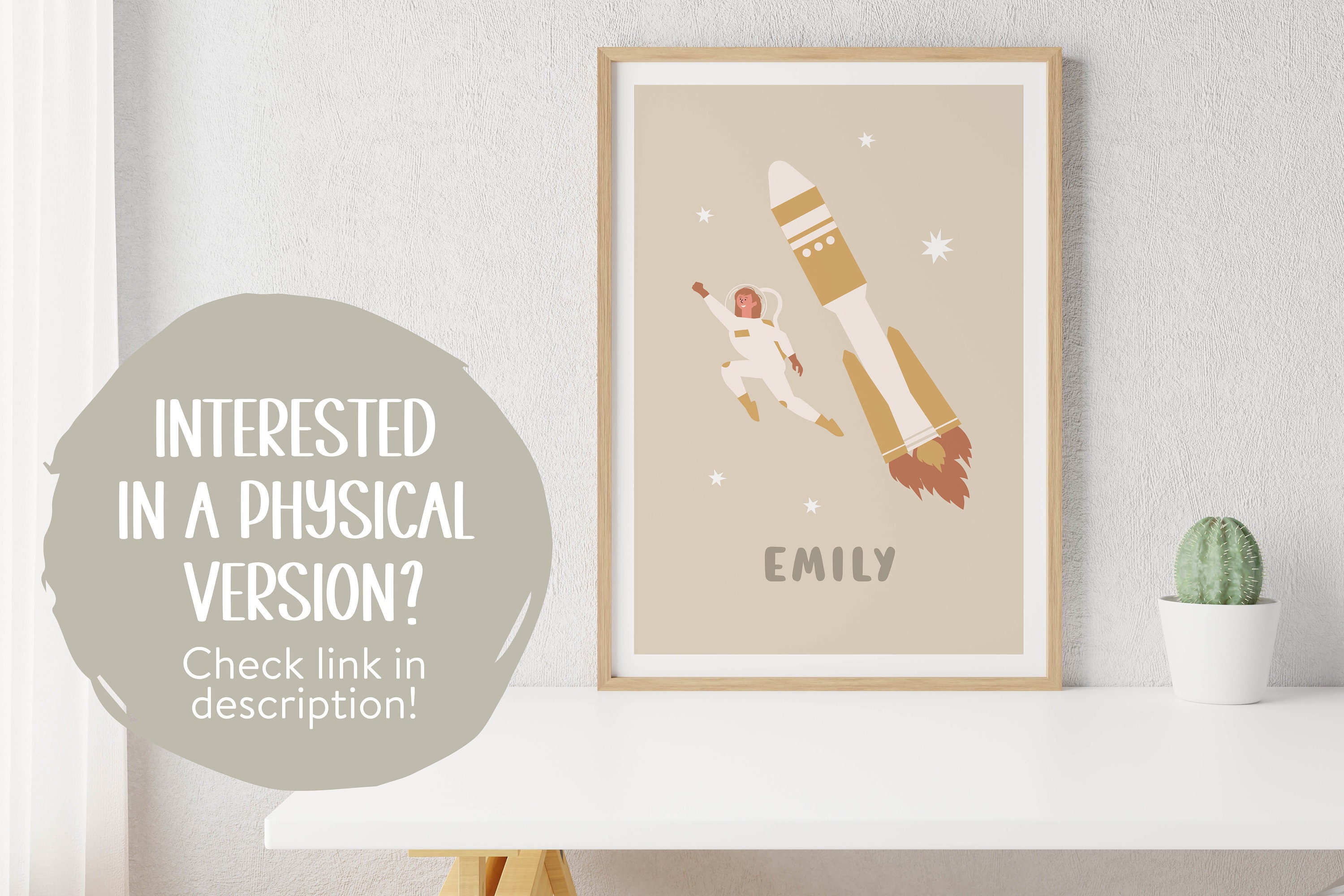 Space Girl Name Poster Custom Outer Space Nursery Print Girl's Bedroom ...