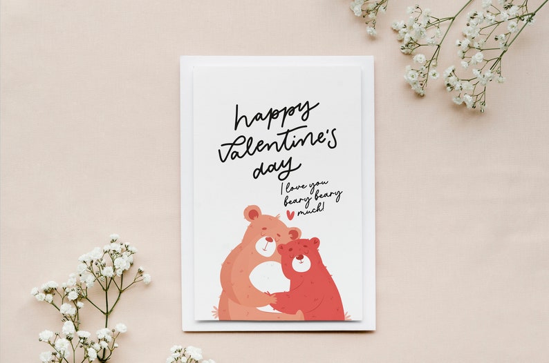 Printable Valentines Bears Couple Card Digital Valentines Day Card I ...