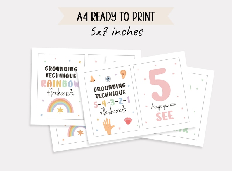 Rainbow Grounding Technique Flashcards & Posters School Counselor ...