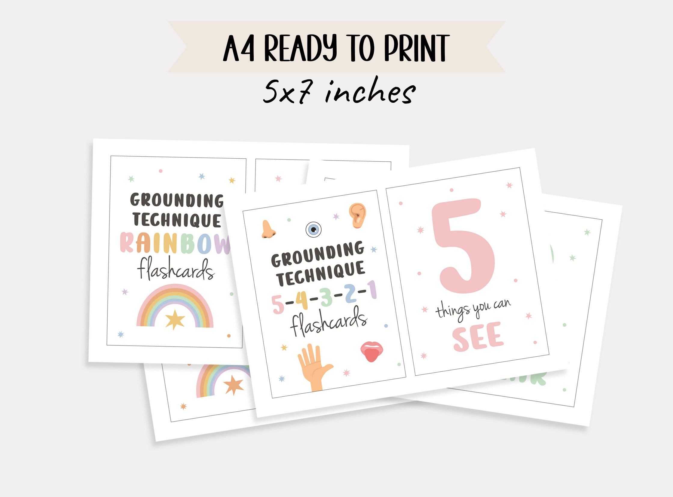 Rainbow Grounding Technique Flashcards & Posters School Counselor ...