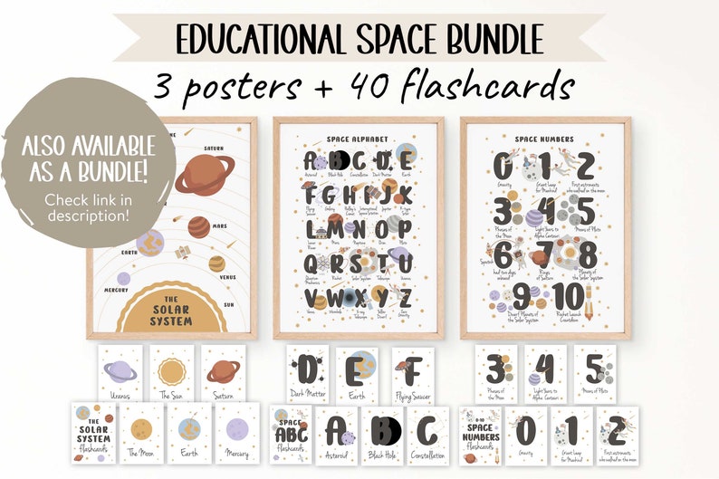 Outer Space Numbers Flashcards & Poster Preschool Flash Cards Science ...