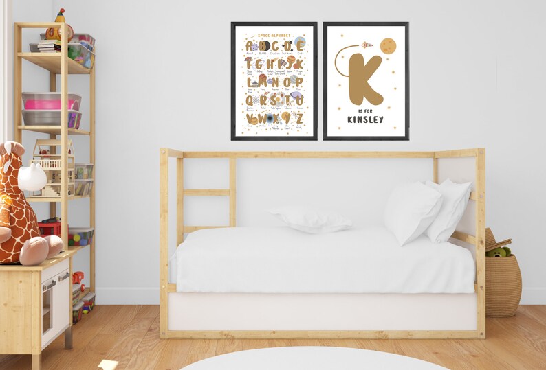 Space Name Initial Poster Set of 2 | Educational Alphabet Print ...