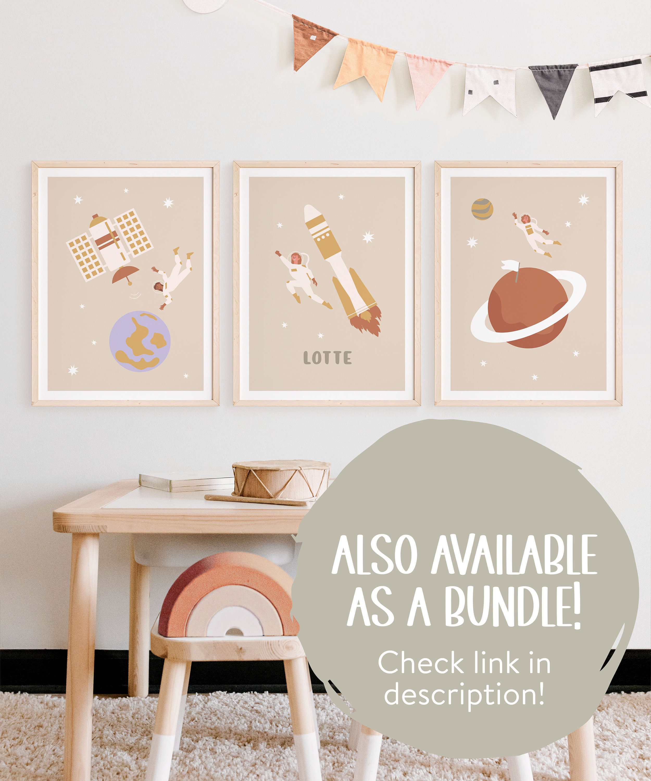 Girl Astronaut in Space Poster Space Exploration Themed Print Nursery ...