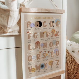 Framed Space Alphabet Classroom Print Learn the ABC Preschool ...