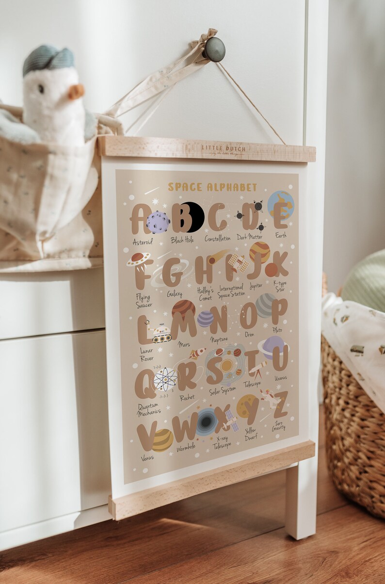 Framed Space Alphabet Classroom Print Learn the ABC Preschool ...