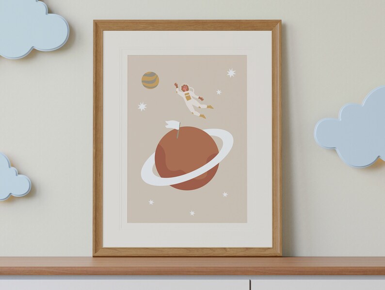 Girl Astronaut in Space Poster Space Exploration Themed Print Nursery ...