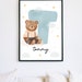 Custom Teddy Bear Name Initial Poster Personalized Nursery Decor ...