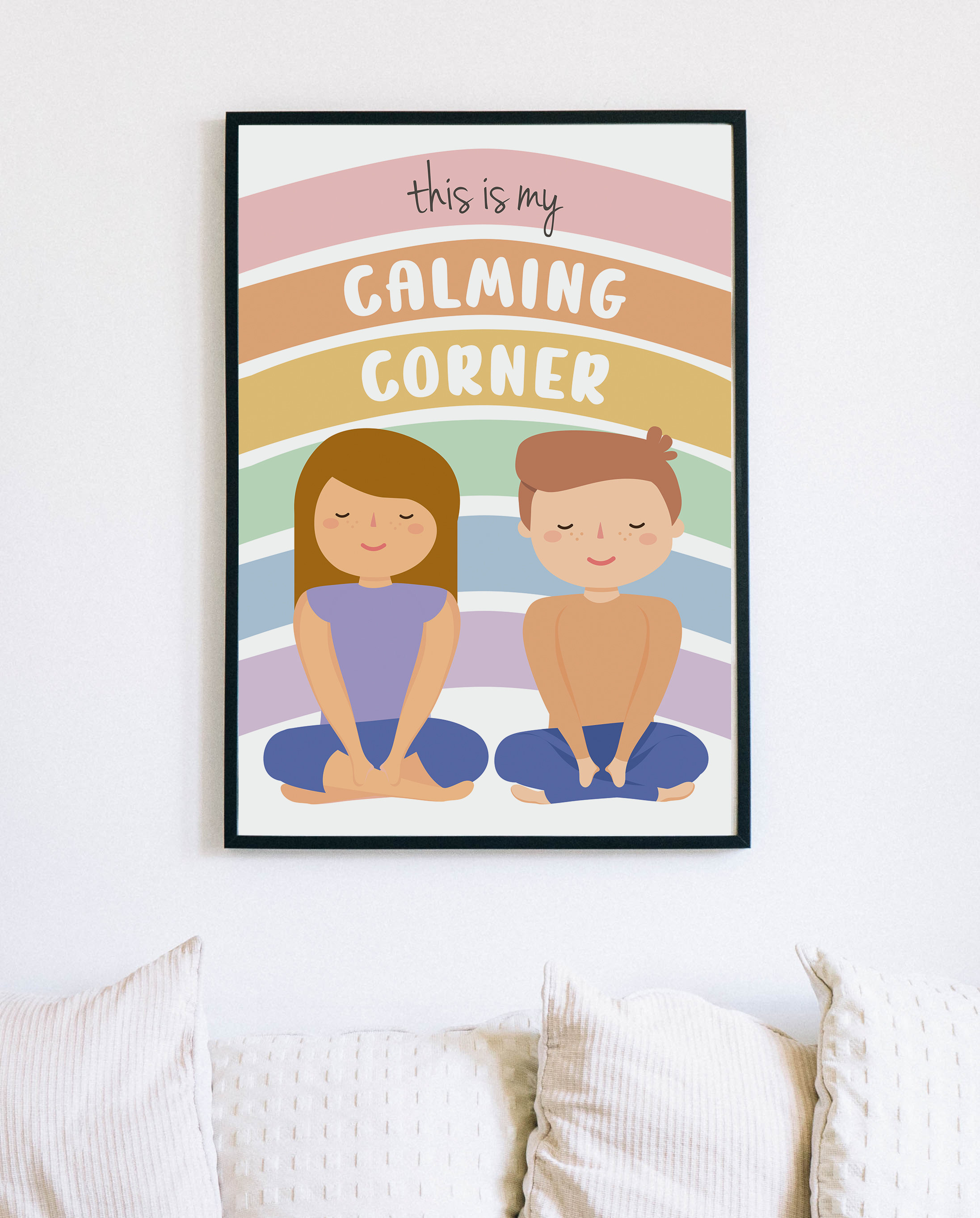 Calm Corner Sign Rainbow Classroom Decor Therapist Office Wall Art ...