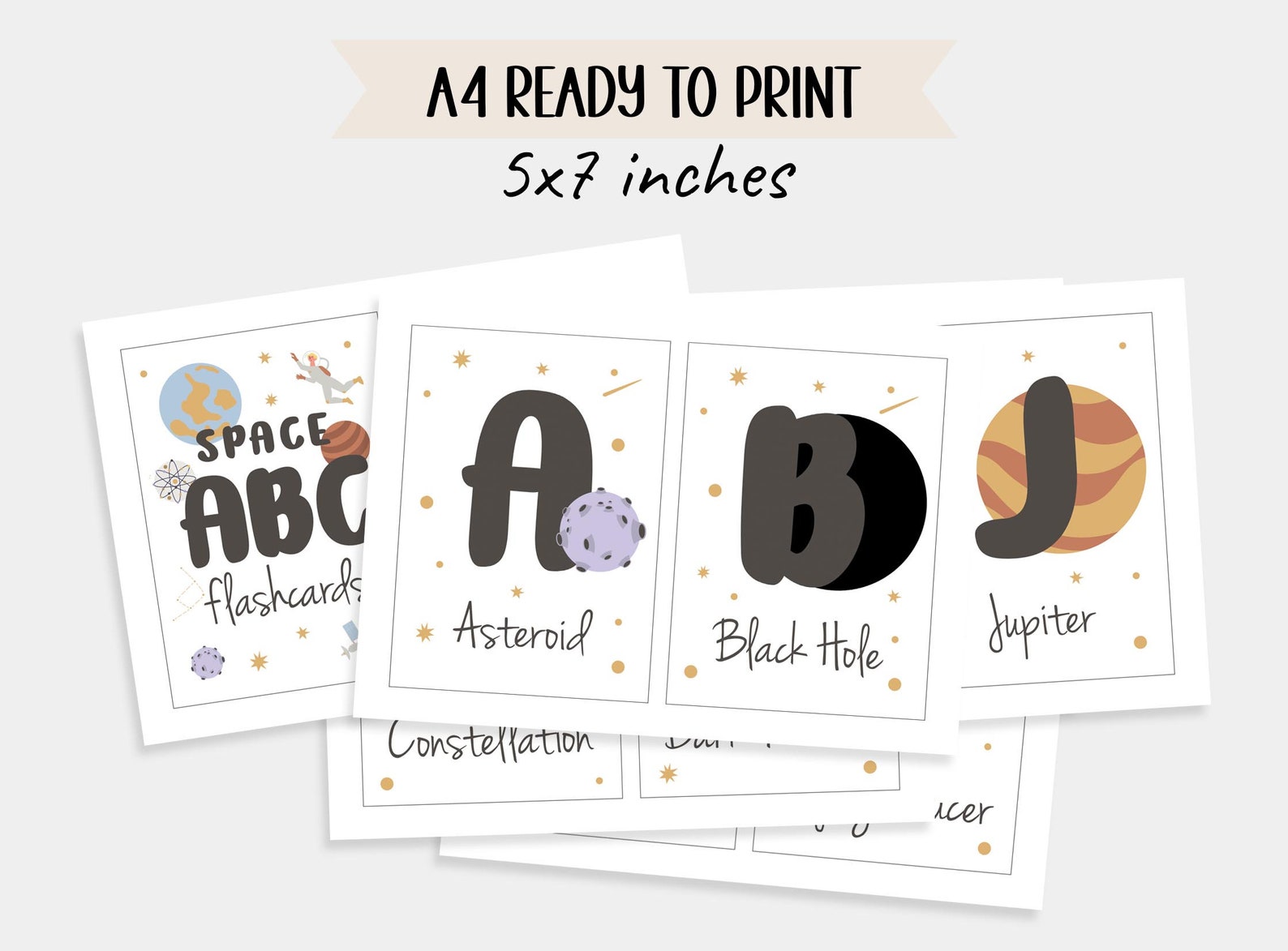 26 Outer Space Alphabet Flashcards | Preschool Flash Cards | Science ...