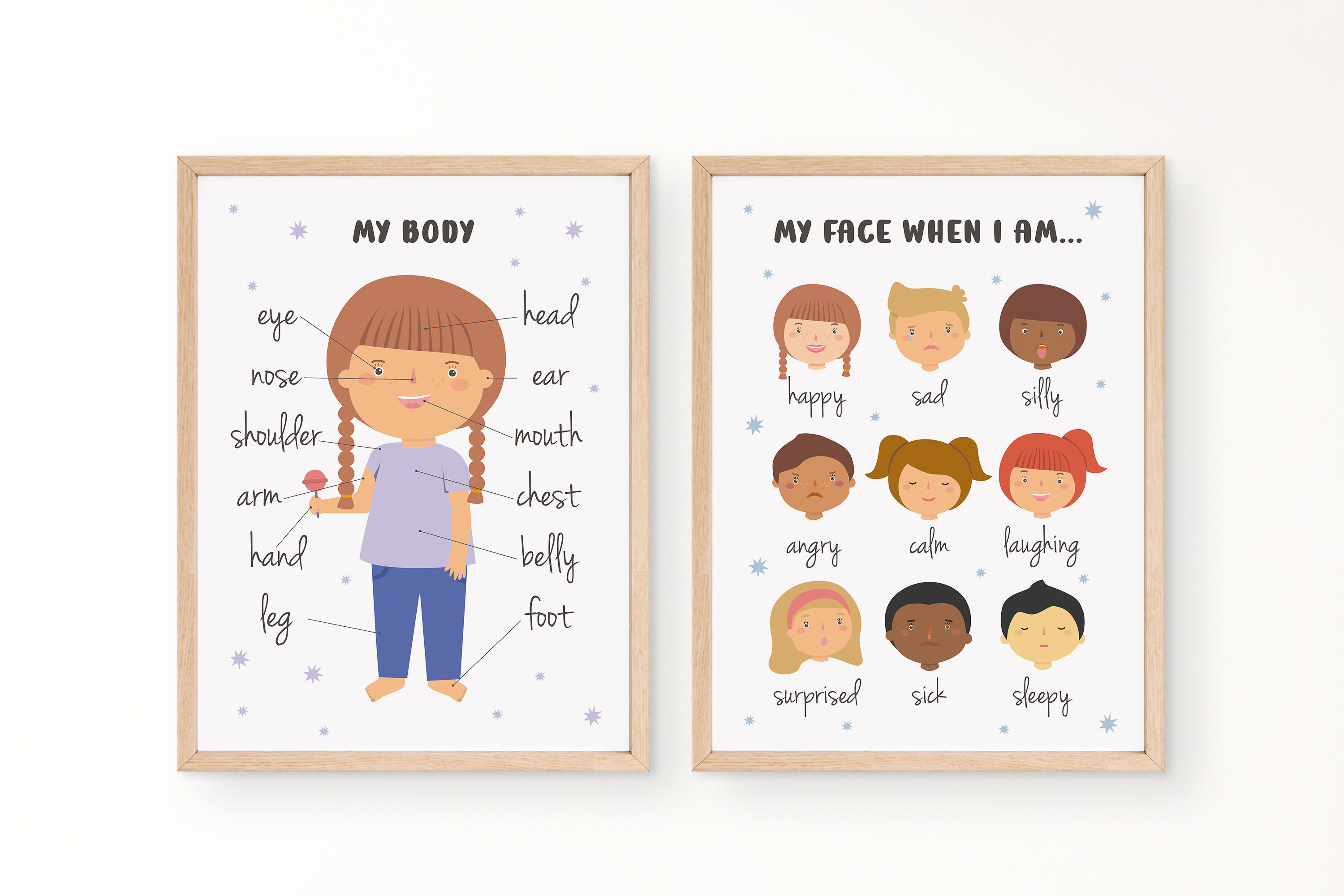 Girl's My Body Parts Educational Poster Set | Montessori Human Anatomy ...