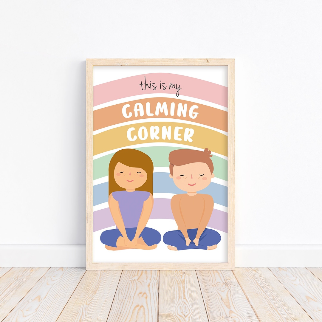 Calm Corner Sign Rainbow Classroom Decor Therapist Office Wall Art ...