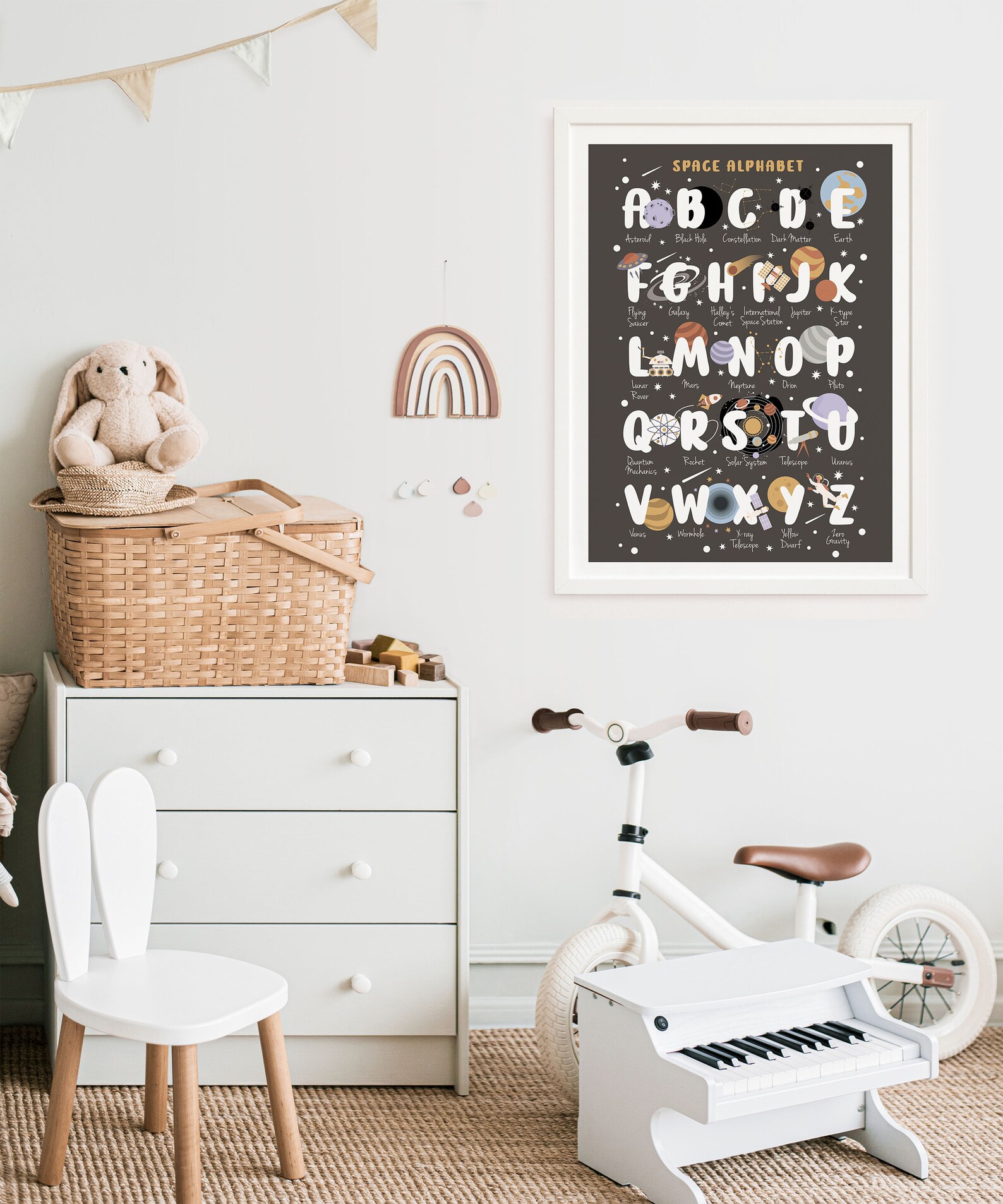 Space Name Initial Poster Set Alphabet & Solar System Prints ...