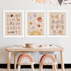 Framed Space Alphabet Classroom Print Learn the ABC Preschool ...