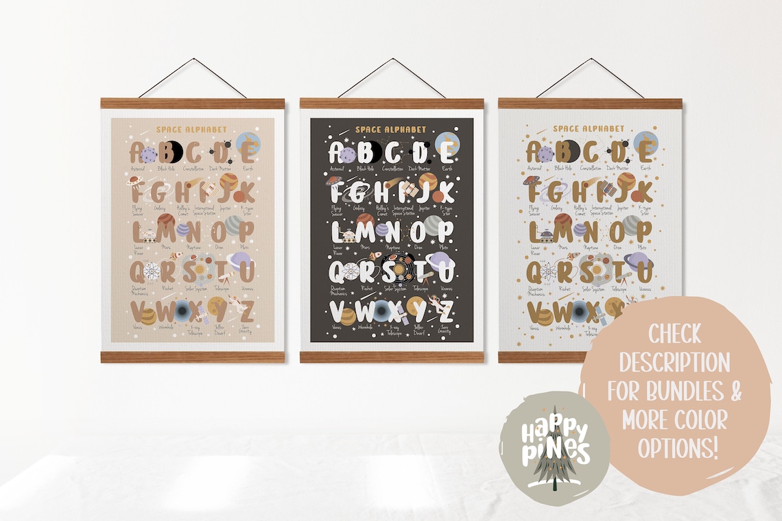 Space Alphabet Classroom Print Learn the ABC Preschool Homeschool ...