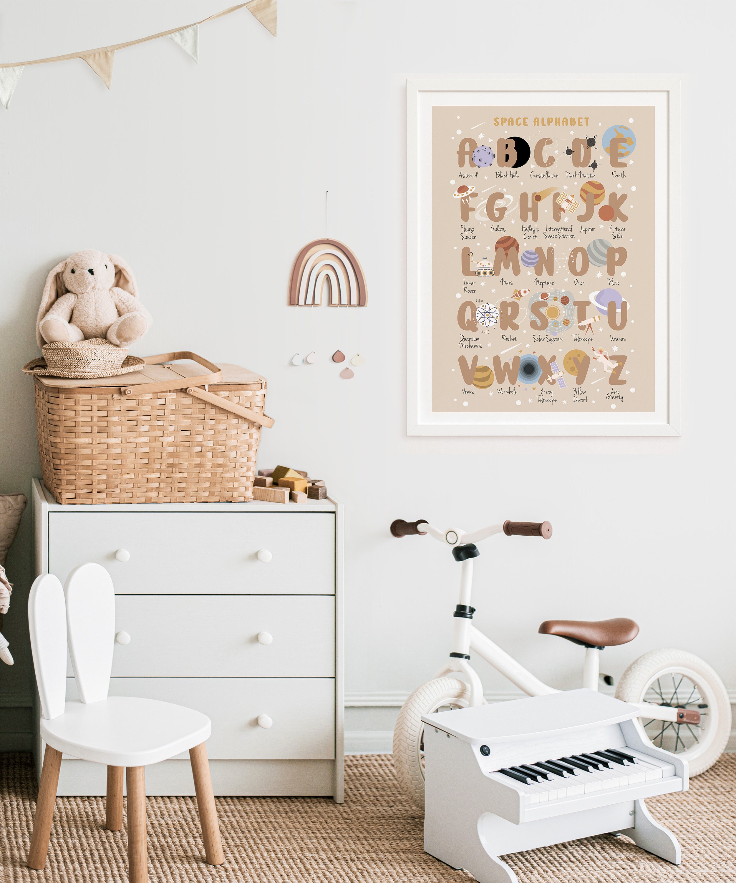 Framed Space Alphabet Classroom Print Learn the ABC Preschool ...