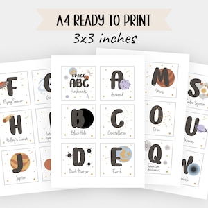 26 Outer Space Alphabet Flashcards | Preschool Flash Cards | Science ...