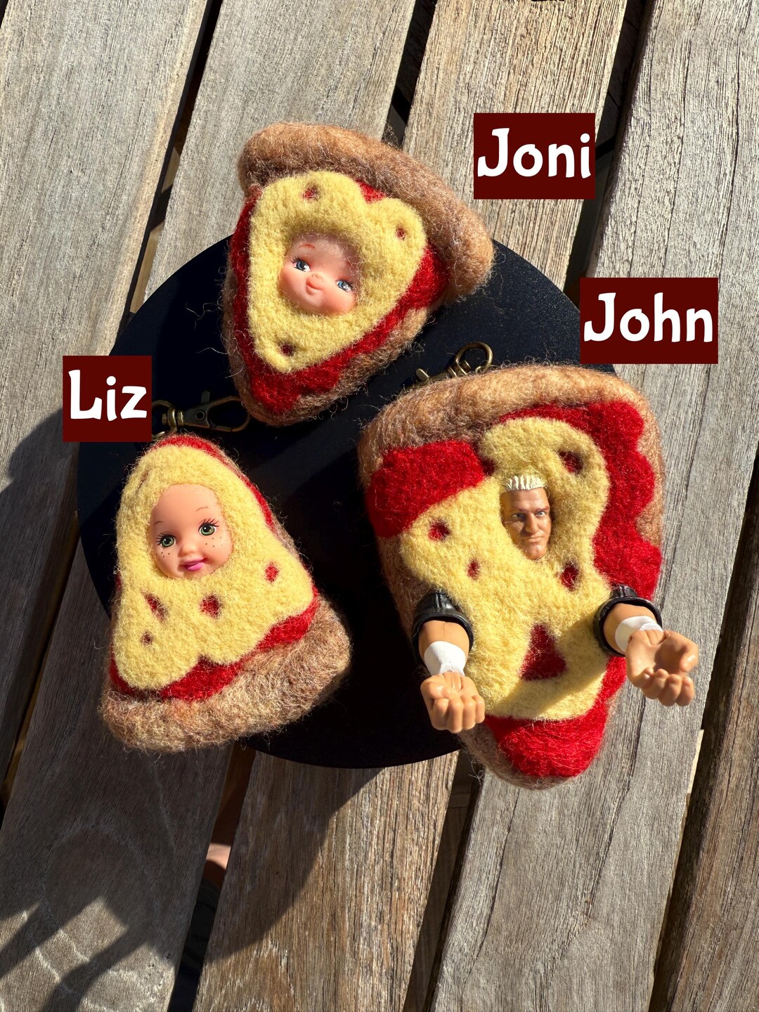 Handmade Needle Felted Pizza Baby Bag Charms / Keychains / Purse Clip ...