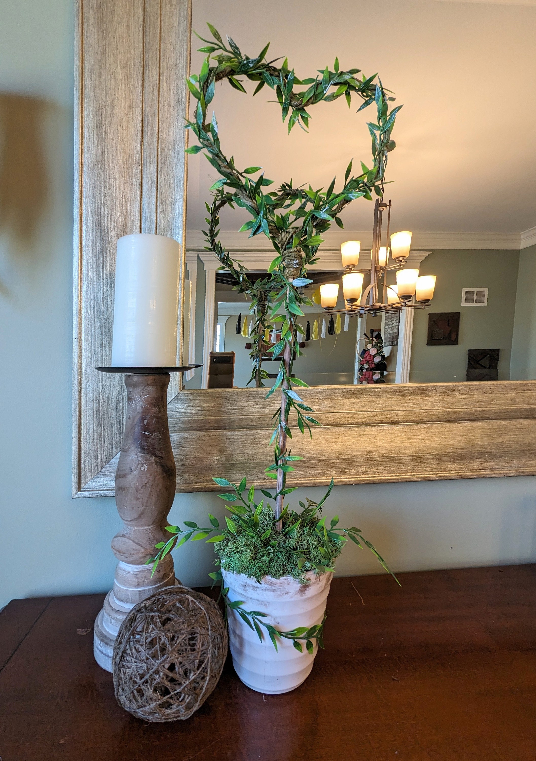 Heart Topiary for Spring Summer Decor. Greenery Topiary for Tabletops ...