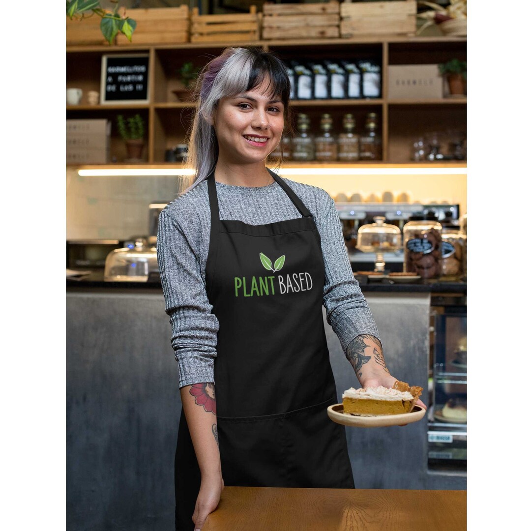 Plant Based Logo Organic Cotton Vegan Apron - Vegan Kitchen Gifts - Etsy