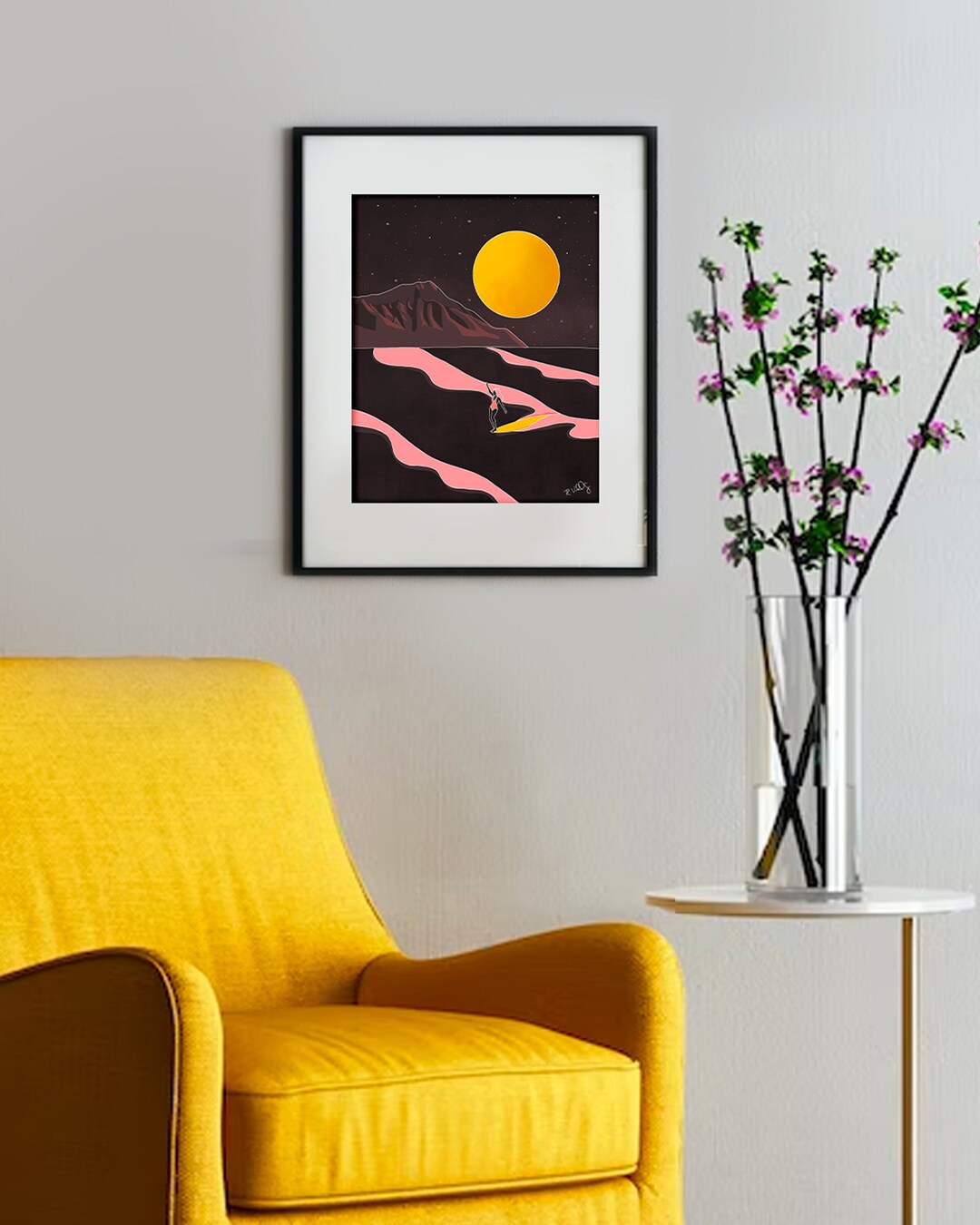 Moonlight Surfing Poster | 8x10" Surf Art Print, Hawaii Wall Art for ...