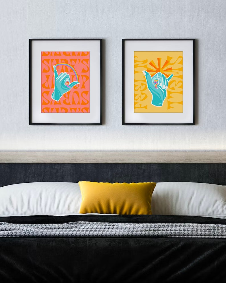Surf's up Poster | 8x10" Surf Art Print, Shaka Surfing Wall Art for ...