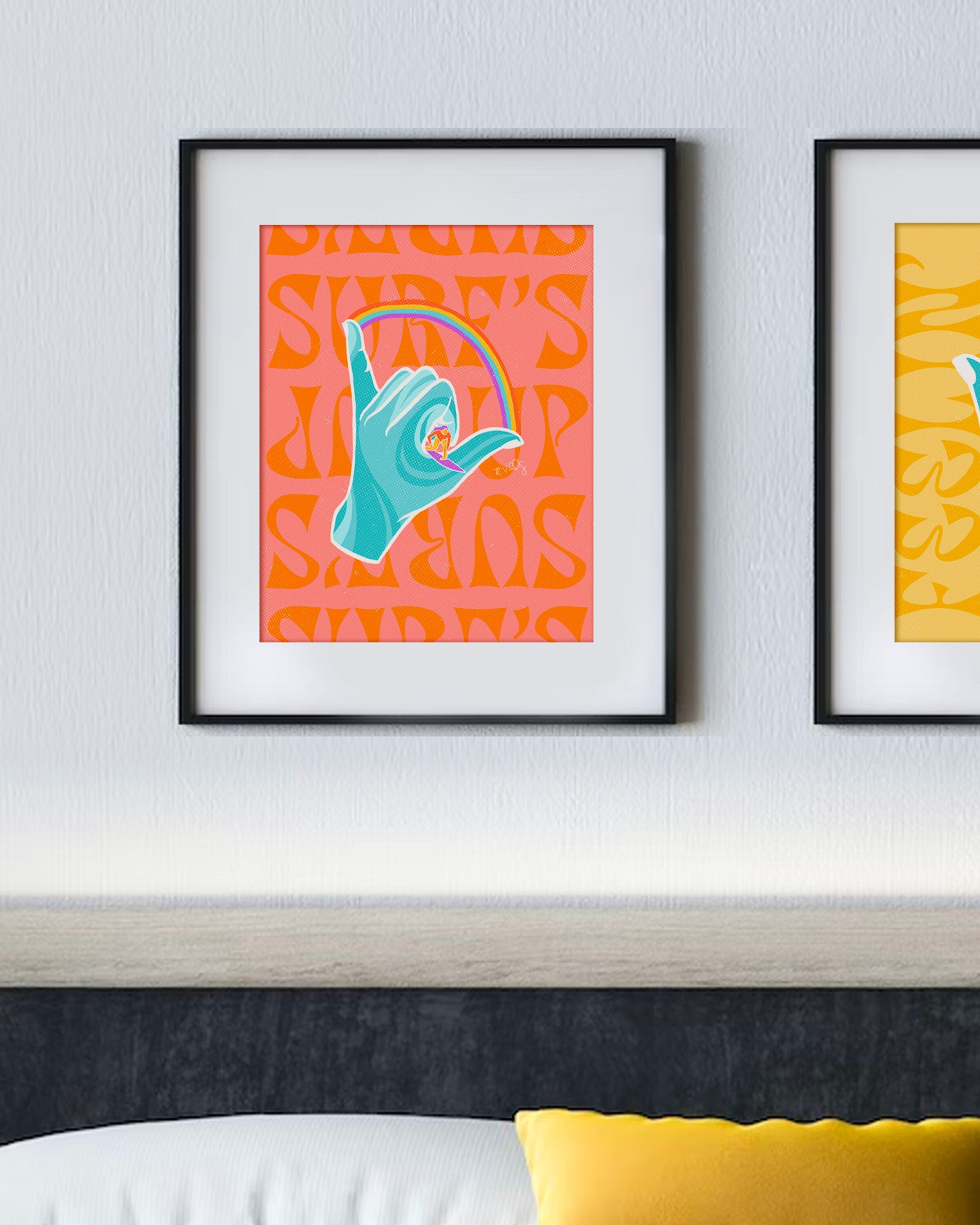 Surf's up Poster | 8x10" Surf Art Print, Shaka Surfing Wall Art for ...