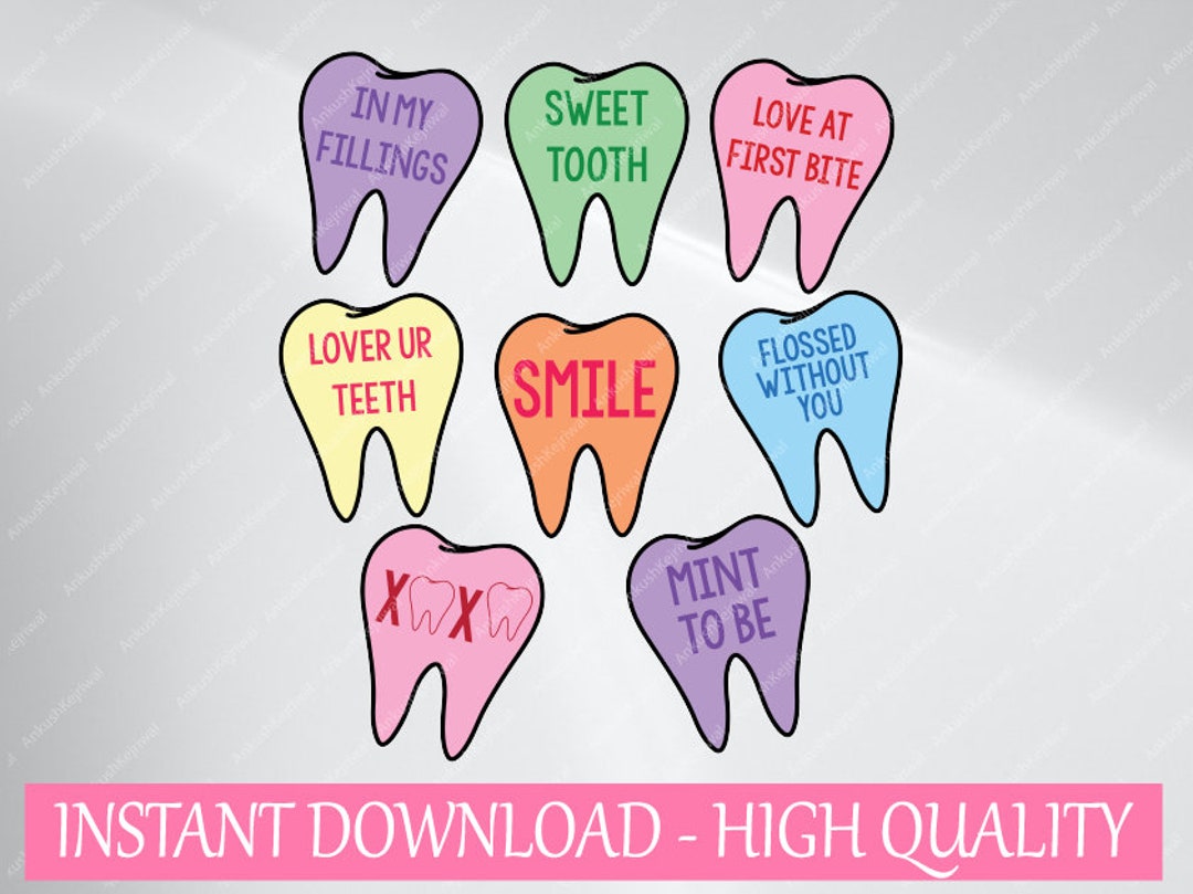 Valentines Dentist Dental Hygienist Tooth Svg, Candy Conversation Tooth ...