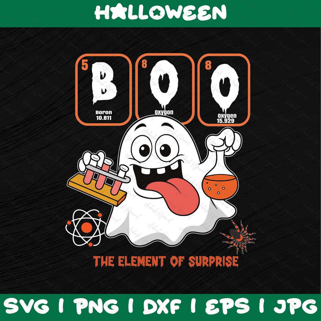 Halloween Chemistry SVG, Boo the Element of Surprise PNG, Funny Science ...