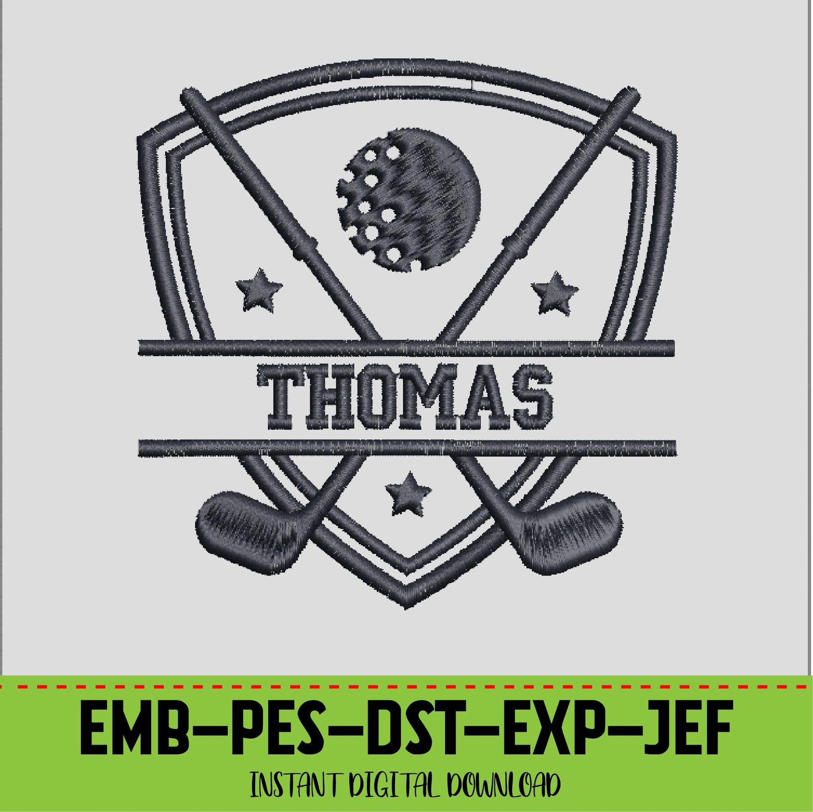 CUSTOM Golf Logo Split Monogram Embroidery File, Personalized Golf Ball ...