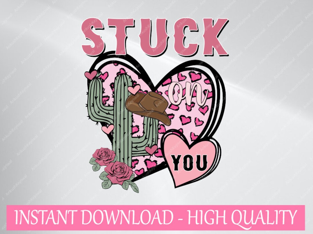 Stuck on You Valentine's Day Png, Retro Cactus Valentine's Day Country ...