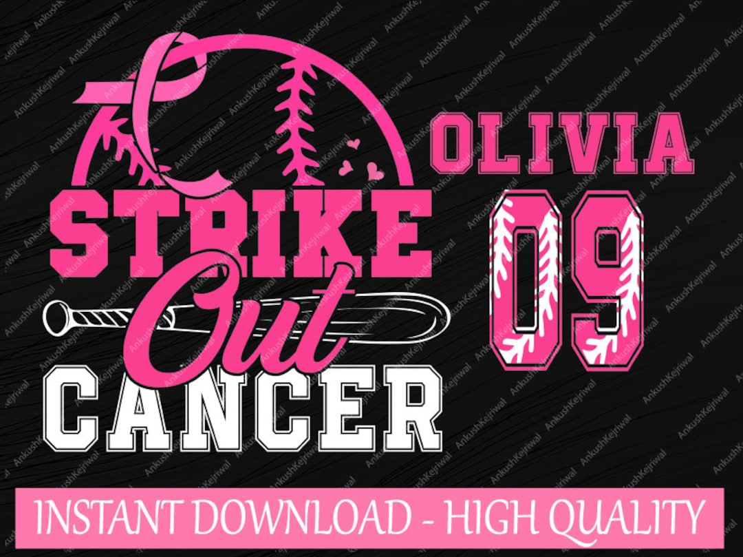 Custom Name Baseball Breast Cancer Svg, Strike Out Cancer Svg, Breast Cancer Awareness Svg ...