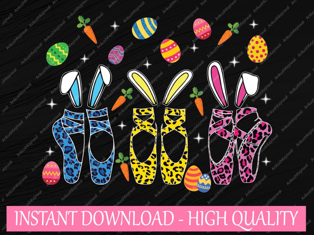 Cute Leopard Ballerina Dance Shoes Png, Bunny Ears Easter Day Png ...