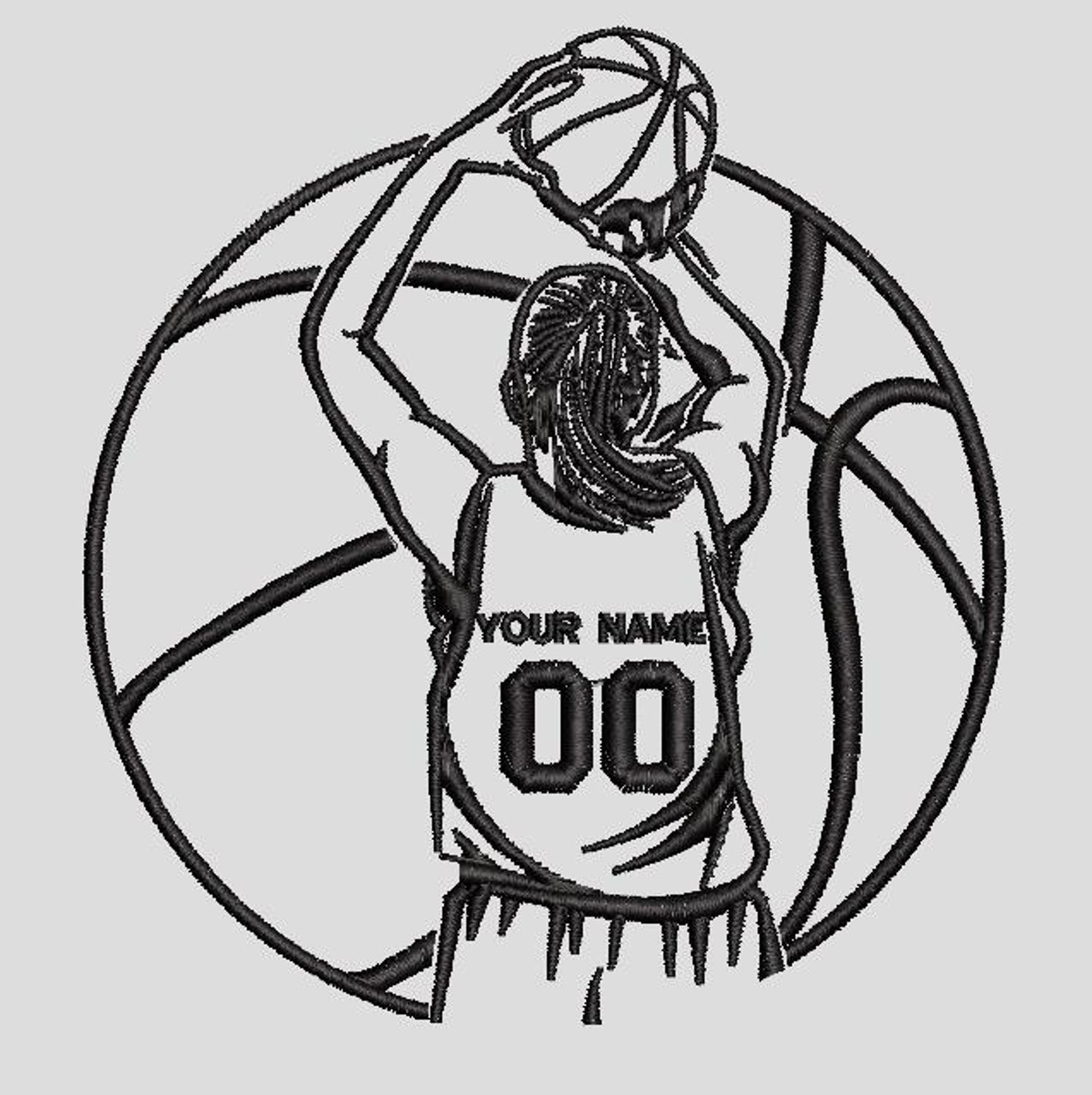 CUSTOM Basketball Player Outline Machine Embroidery File, Personalized ...