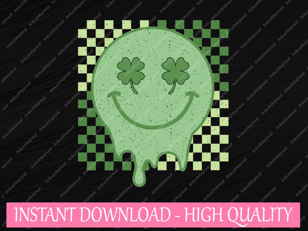 Retro Groovy Shamrock Smile Face Svg, St Patricks Day Hippie Svg ...