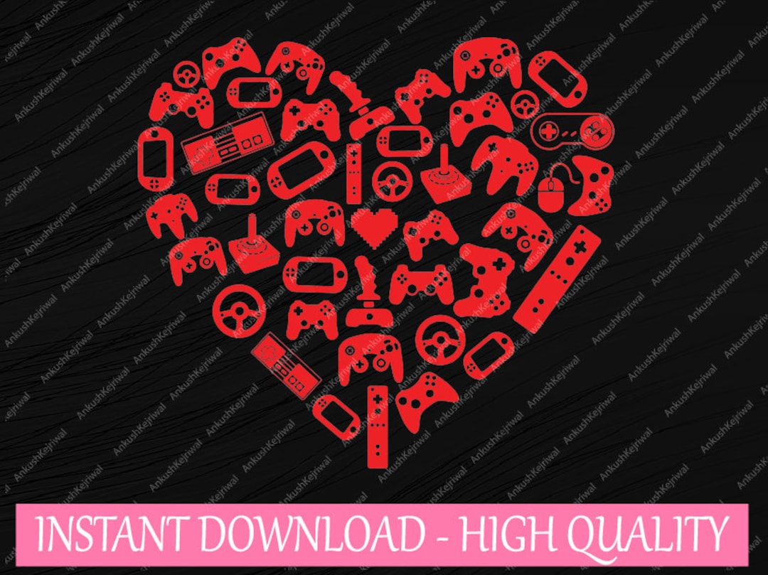 Boys Gamer Video Games Heart Valentines Day Lover Svg, Heart Valentines ...