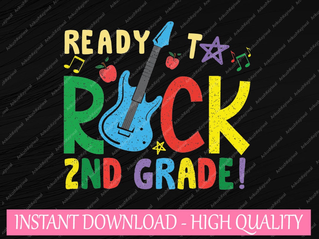 Ready to Rock 2nd Grade Svg, Funny Guitar Rock Retro Svg, Back to ...
