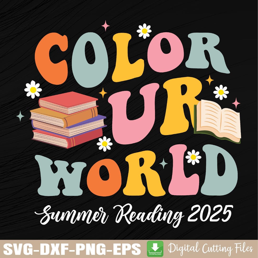 Color Our World Summer Reading Svg, Program 2025 Retro Groovy Svg ...