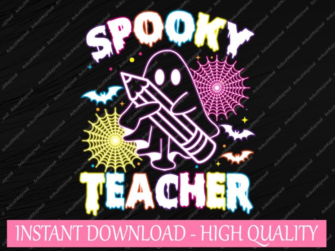Spooky Teacher Png, Halloween Neon Png, Cute Ghost Png, Halloween ...