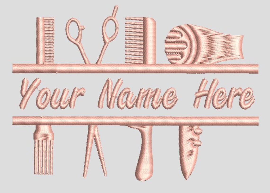 CUSTOM Hair Stylist Split Monogram Embroidery, Personalized Salon Tools ...