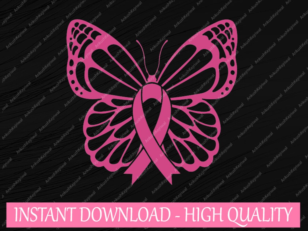 Butterfly Ribbon Svg, Fighter Survivor Support Pink Ribbon Butterfly ...