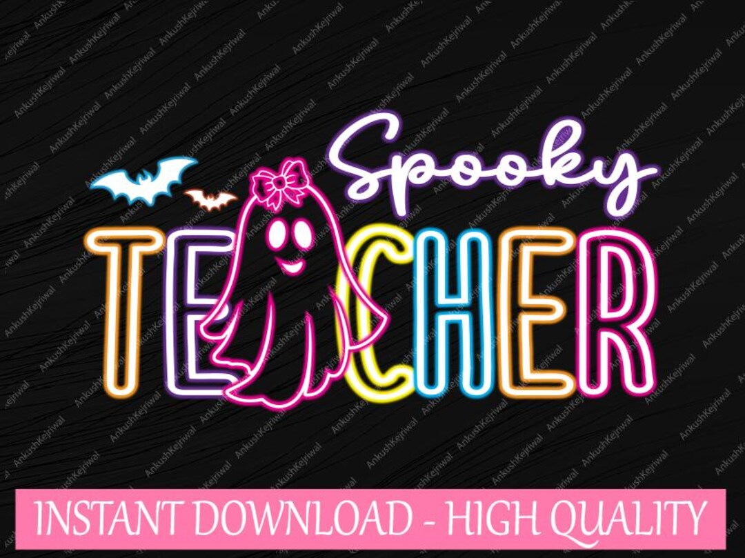 Spooky Teacher Png, Halloween Neon Png, Cute Ghost Png, Coquette ...