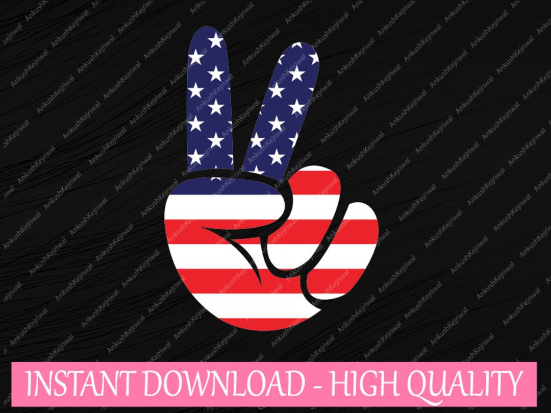 American Flag Peace Sign Hand Svg, 4th of July Patriotic Peace Sign ...