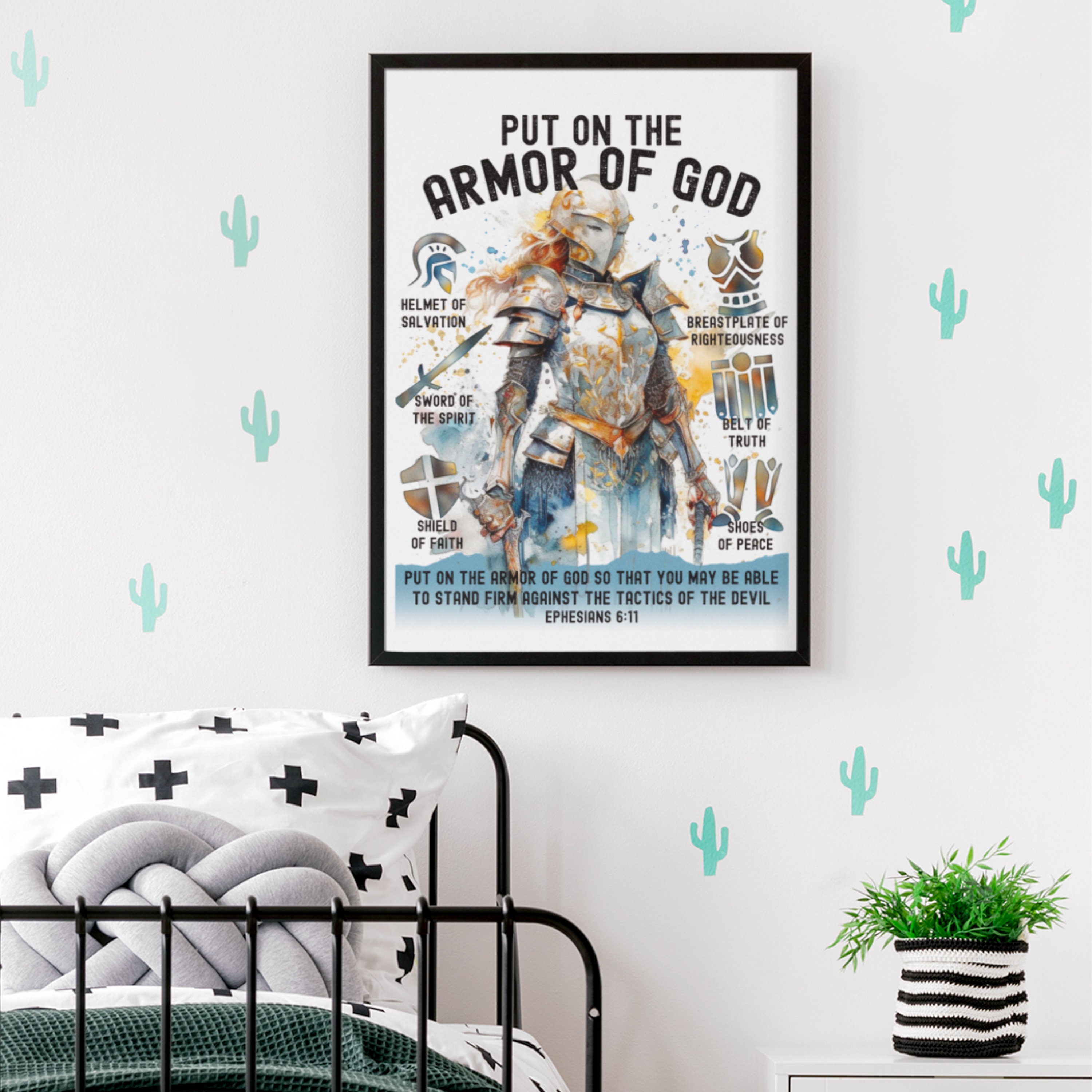 Ephesians 6:11 Bible Verse Wall Art, Armor of God Poster, Modern ...