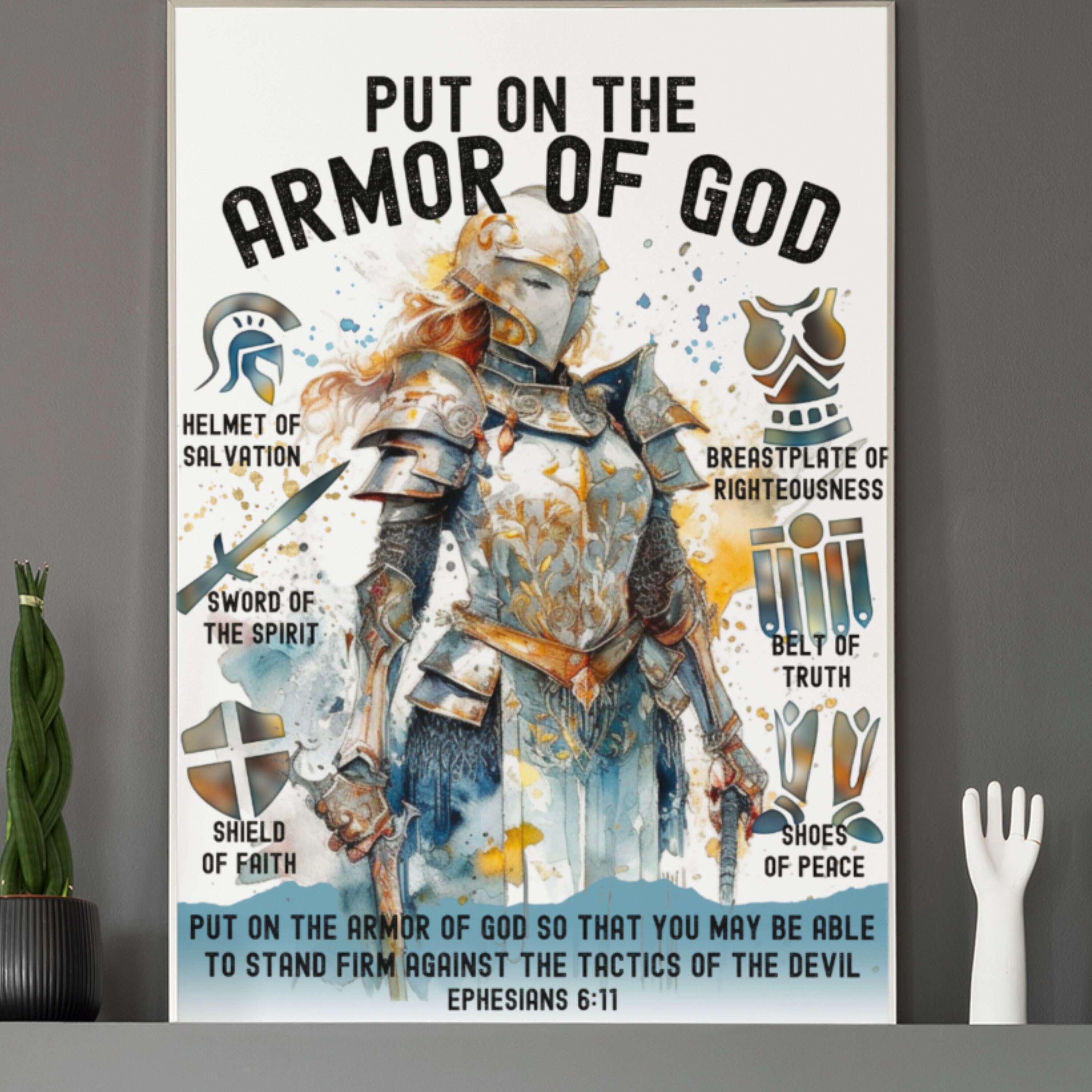 Ephesians 6:11 Bible Verse Wall Art, Armor of God Poster, Modern ...