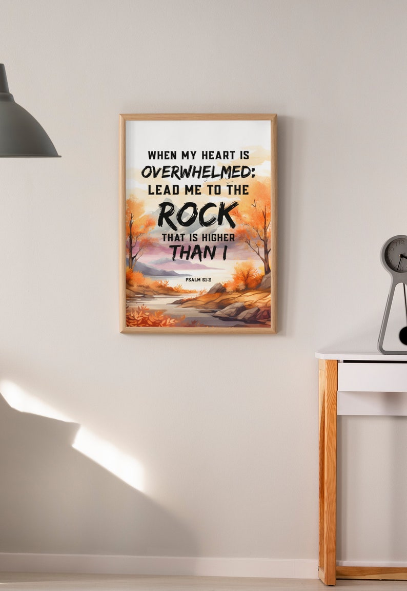 Lead Me to the Rock - Bible Verse Wall Art, Psalm 61:2 Christian Poster ...
