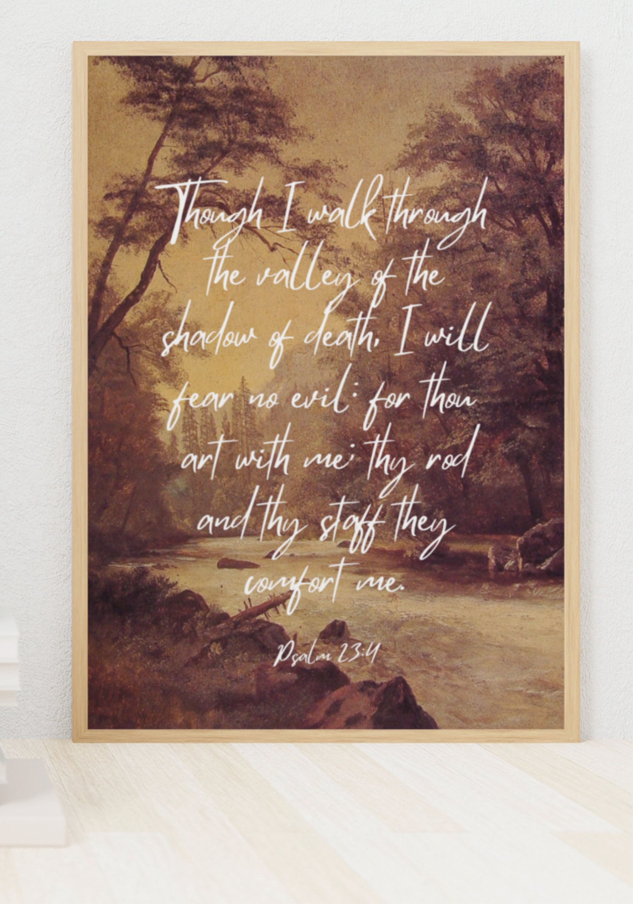 Psalm 23:4 Bible Verse Wall Art , Though I Walk Through the Valley ...