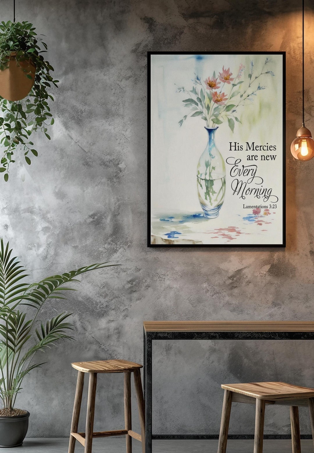 Christian Wall Art, Lamentations 2:23 Bible Verse Poster, His Mercies ...