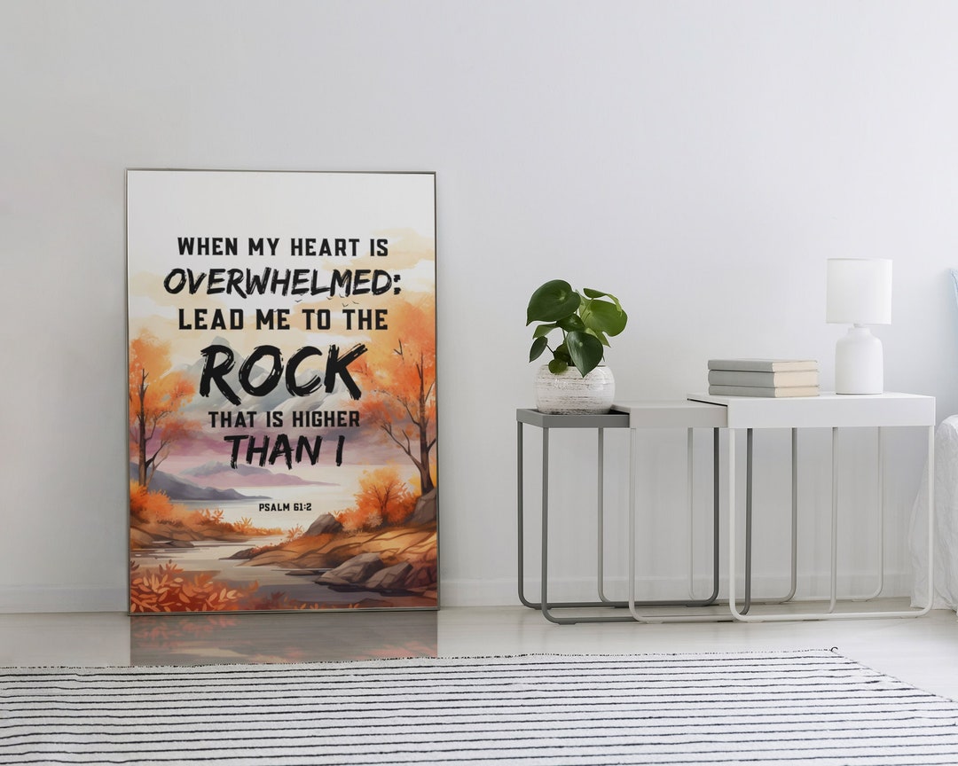 Lead Me to the Rock - Bible Verse Wall Art, Psalm 61:2 Christian Poster ...