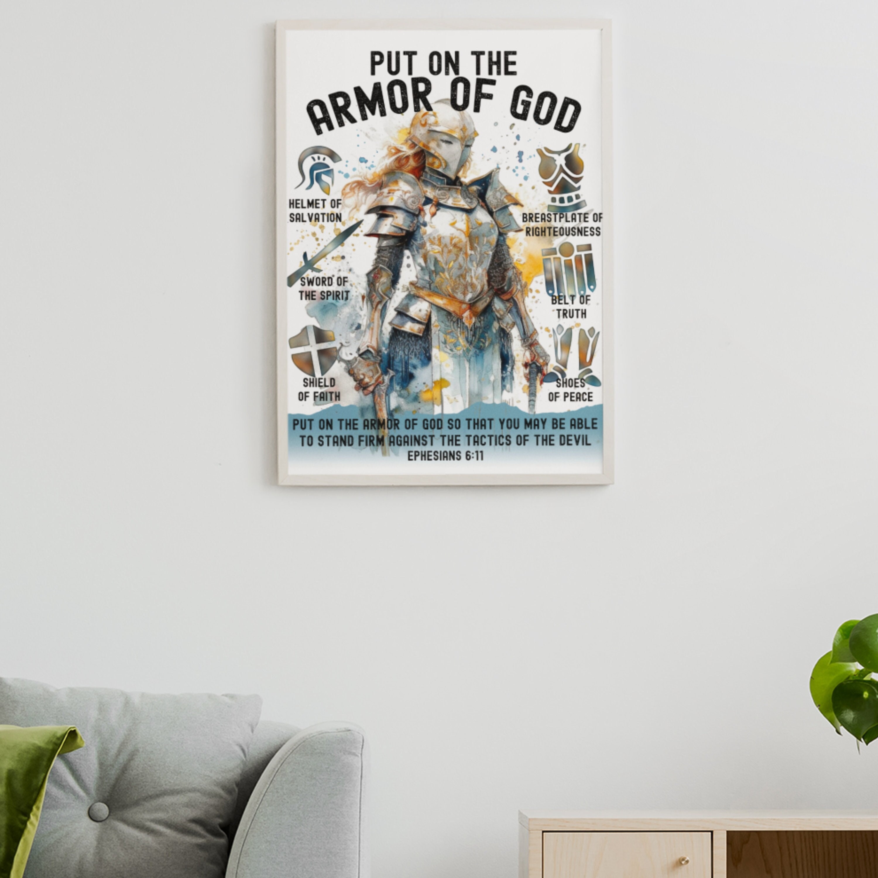 Ephesians 6:11 Bible Verse Wall Art, Armor of God Poster, Modern ...
